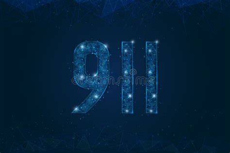 Abstract Isolated Blue Image Of The Symbolic Number 911 Nine Hundred