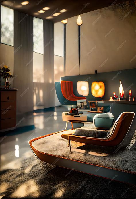 Imagem Gerada Pela Rede Neural Interior Do Estilo Moderno De Meados Do Século Foto Premium