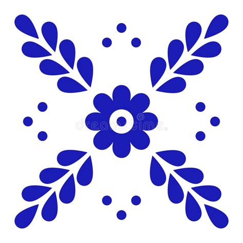 Mexican Talavera Ceramic Tile With Flower Traditional Style From