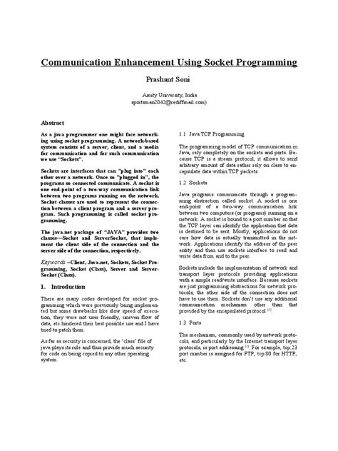 Communication Enhancement Using Socket Programming Prashant Soni Download Free Pdf Network