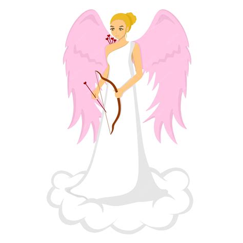 Premium Vector A Cartoon Angel With Pink Wings Holding A Bow And Arrow