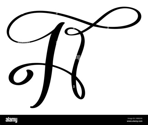 Vector Calligraphy Hand Drawn Letter H Logo Drop Cap Script Font