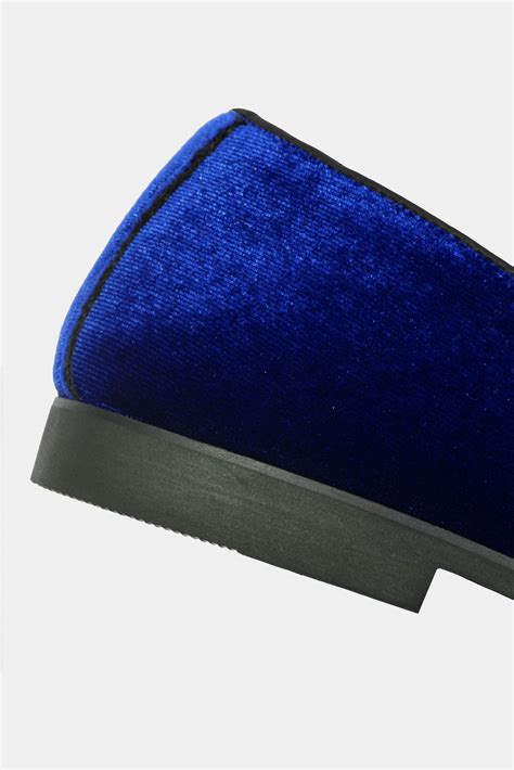 Mens Blue Velvet Loafers Shoes Gentlemans Guru