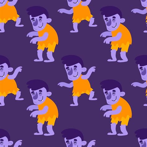 Premium Vector Cute Zombie Seamless Pattern