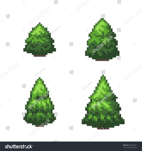 Set Pixel Trees Isolated Vector Illustration เวกเตอรสตอก ปลอดคาลขสทธ 453368251