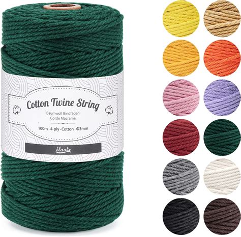 Gohof Macrame Cord 3mm X 100m Premium Cotton Macrame Rope 4 Strand