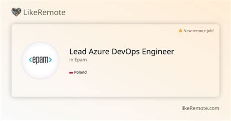 📩 Lead Azure Devops Engineer At 🏢 Epam 📍remote Job In 🇵🇱 Poland R Likeremote