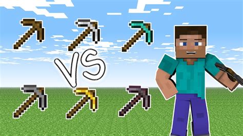 Wooden Vs Stone Vs Iron Vs Gold Vs Diamond Vs Netherite Pickaxe Pickaxe Battle Minecraft
