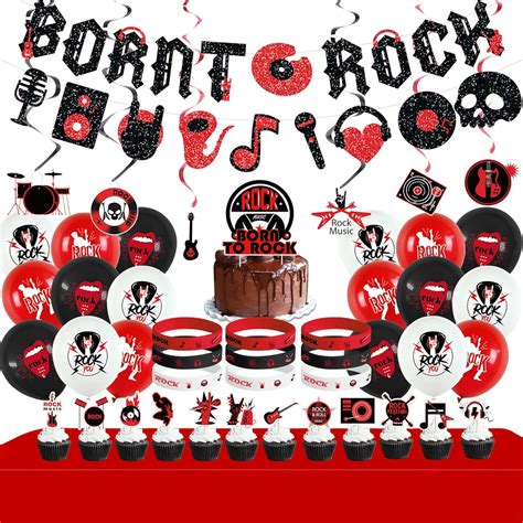 Decoraciones De Fiesta De Rock And Roll Incluyendo Pancarta De Born To