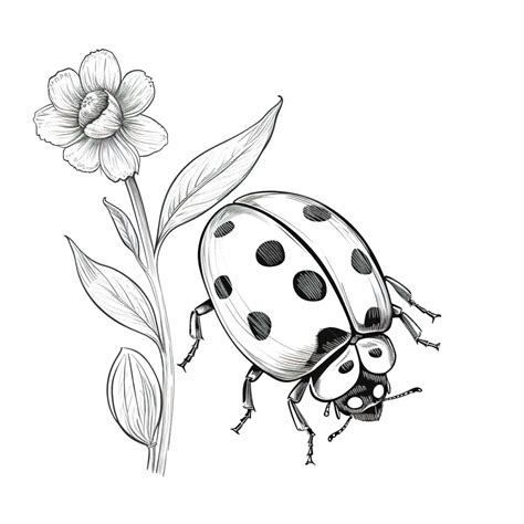 Ladybug Cartoon Pencil Draw Style Of Animal And Plant In The Garden