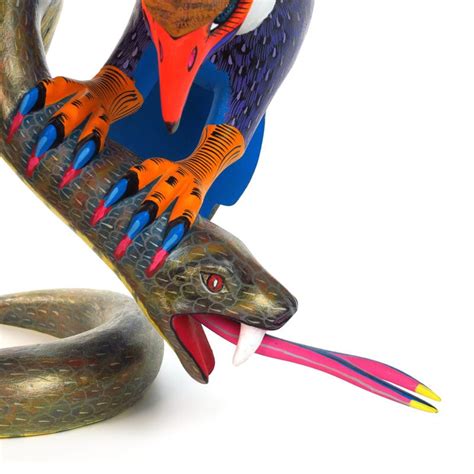 Eagles Fighting Serpent Oaxacan Alebrije Wood Carving Vivamexico