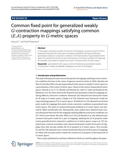 Pdf Common Fixed Point For Generalized Weakly G Contraction Mappings Satisfying Common E·a