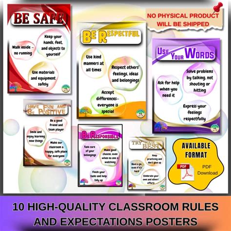 Classroom Rules And Expectations Posters Positive Behavior Tpt