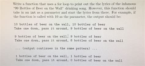 Solved Write A Function That Uses A For Loop To Print Out