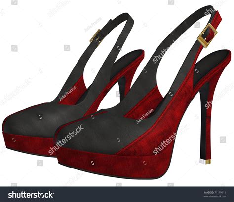 Sexy Black Red Highheeled Stiletto Slingbacks Stock Illustration