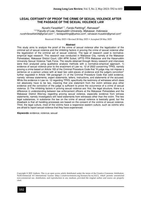 Pdf Proof Of The Crime Of Sexual Violence After The Passage Of The