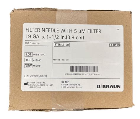 B Braun Filter Needle In Female Luer Lock Connector Medisa