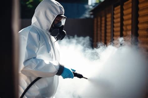 Premium Ai Image Pest Control With Full Protective Suit Doing Pest Killer