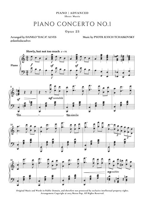 Piano Concerto No 1 By Pyotr Ilyich Tchaikovsky Sheet Music For Piano