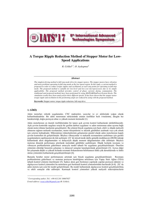 Pdf A Torque Ripple Reduction Method Of Stepper Motor For Low Speed Applications