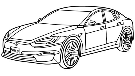 How To Draw Tesla Model X Plaid Step By Step Youtube