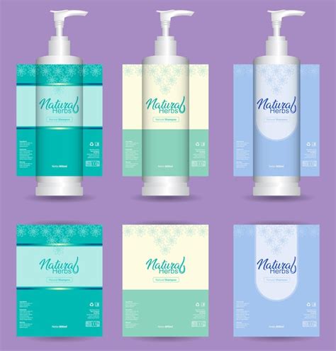 Packaging Products Hair Care Design Shampoo Bottle Templates On Various Background Premium Vector