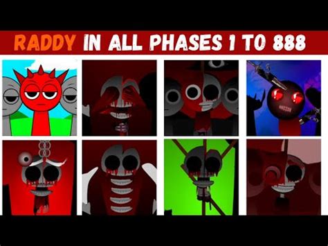 Raddy In All 888 Phases 😂 Incredibox Sprunki Madness Youtube