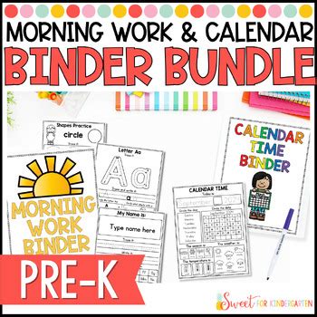 Pre K Morning Work And Calendar Time Binder Bundle Tpt