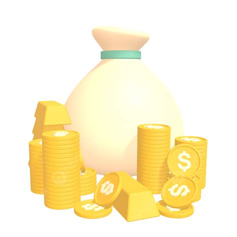 돈 가방과 함께 금화의 3d 스택 3d 동전 3d 달러 동전 금화 Png 일러스트 및 Psd 이미지 무료 다운로드 Pngtree