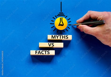 Facts Vs Myths Symbol Concept Words Facts Vs Myths On Wooden Blocks On