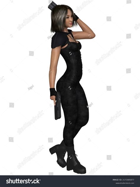 Dark Haired Special Operations Assassin Side Stock Illustration
