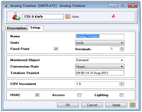 Delta Controls Orcaview Tip Analog Totalizer Setpoint Systems
