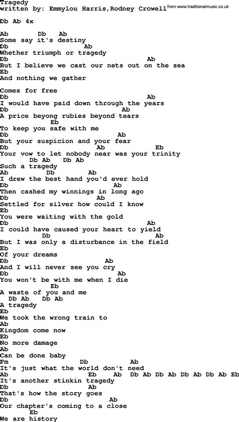 Emmylou Harris Song Tragedy Lyrics And Chords
