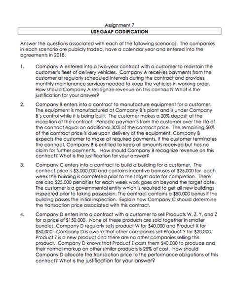 Solved Assignment 7 Use Gaap Codification Answer The