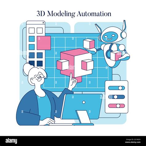 Automation In Creativity Concept Designer Uses 3d Modeling Software With The Aid Of A Friendly