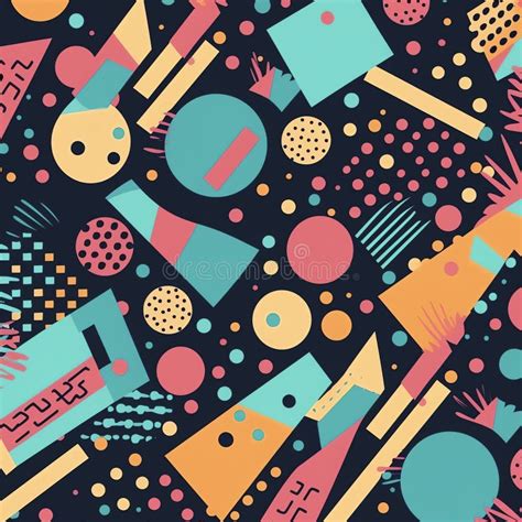 Memphis Style Abstract Retro Pattern 80s 90s Stock Illustration