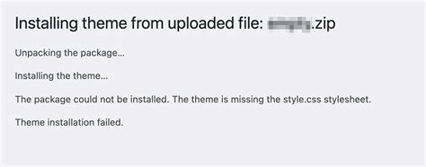 how to fix the package could not be installed the theme is missing