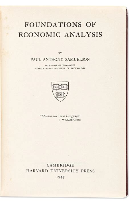 Lot Economics Samuelson Paul Anthony 1915 2009 Foundations Of