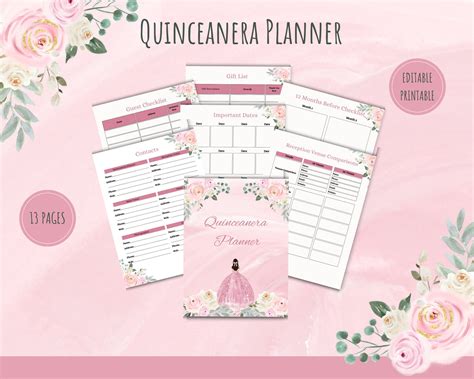 Quinceanera Planner Quinceanera Planning Templates Quince Planning