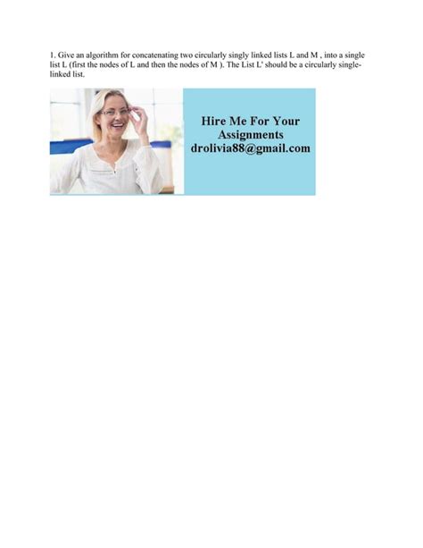 1 Give An Algorithm For Concatenating Two Circularly Singly Linked Lipdf