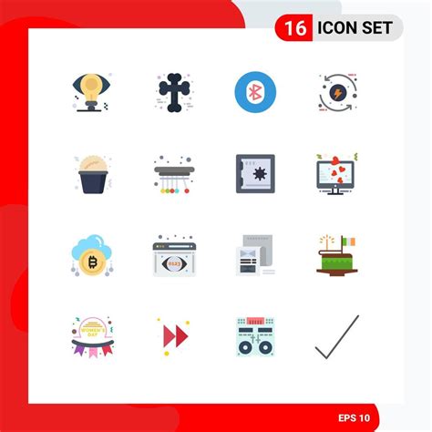 16 Thematic Vector Flat Colors And Editable Symbols Of Eco Control Scary Process System Editable