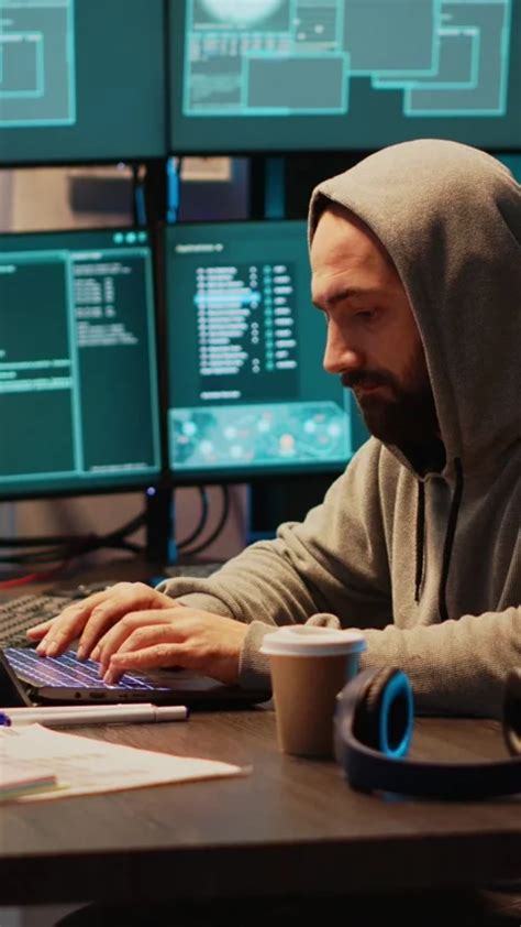 Vertical Video Hacking Thief Breaking T Stock Video Pond5