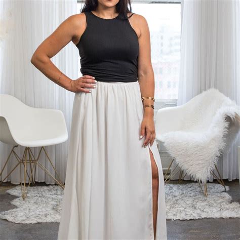 Katie Grace White Slit Maxi Skirt Avah