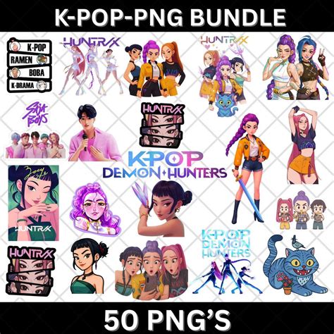 50 Kpop Demon Hunters Png Bundle Girl Dinner Png Saja Boys Girls