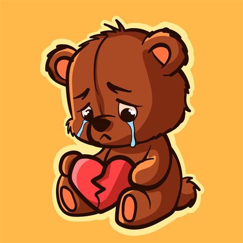 Sad Teddy Bear Crying And Holding A Broken Heart 58219409 Vector Art