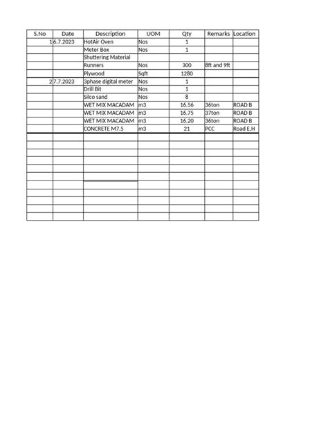 Material Tracker Pdf