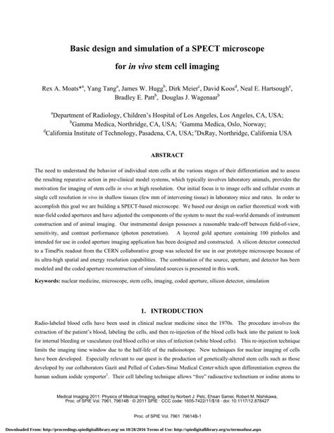 Pdf Basic Design And Simulation Of A Spect Microscope For In