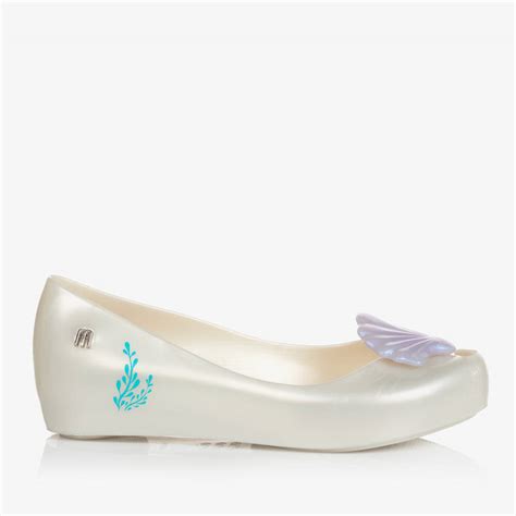 Mini Melissa Girls Ivory Shell Disney Jelly Ballerinas