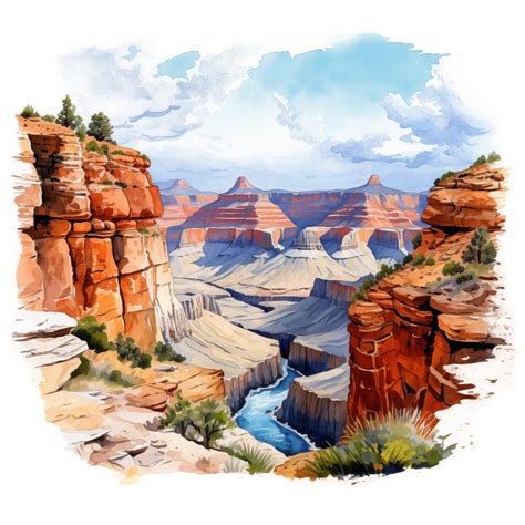 Grand Canyon Watercolor Clipart National Park Landscape S