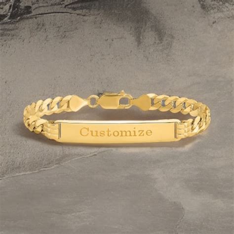 Solid Gold Id Bracelet Engravable Etsy